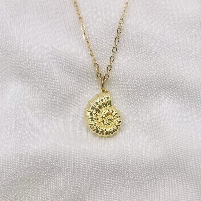 Prehistoric Ammonite Fossil Mermaid Necklace Made From 24K Gold ...