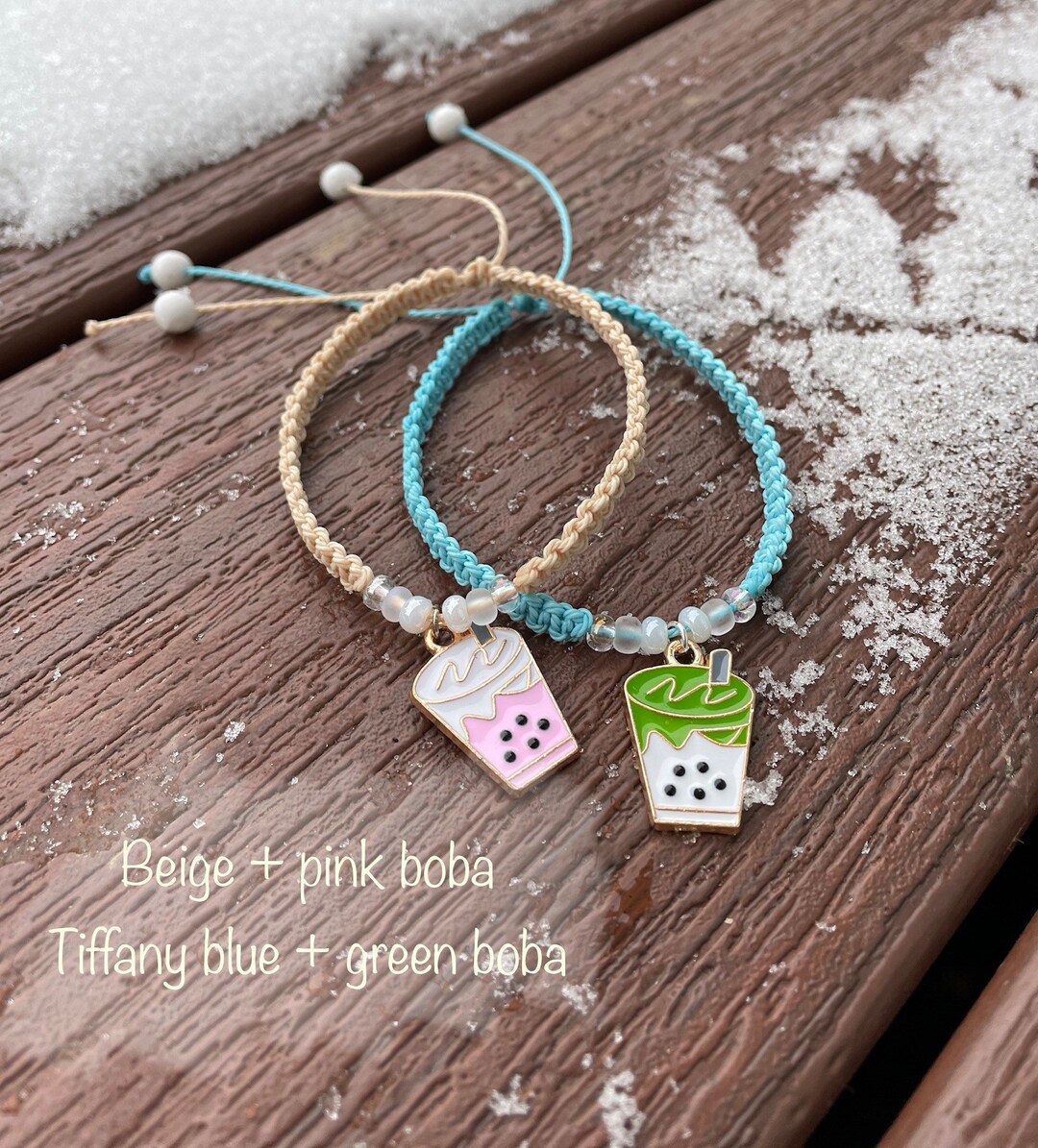 Macrame Bracelets Boba Charms - Etsy