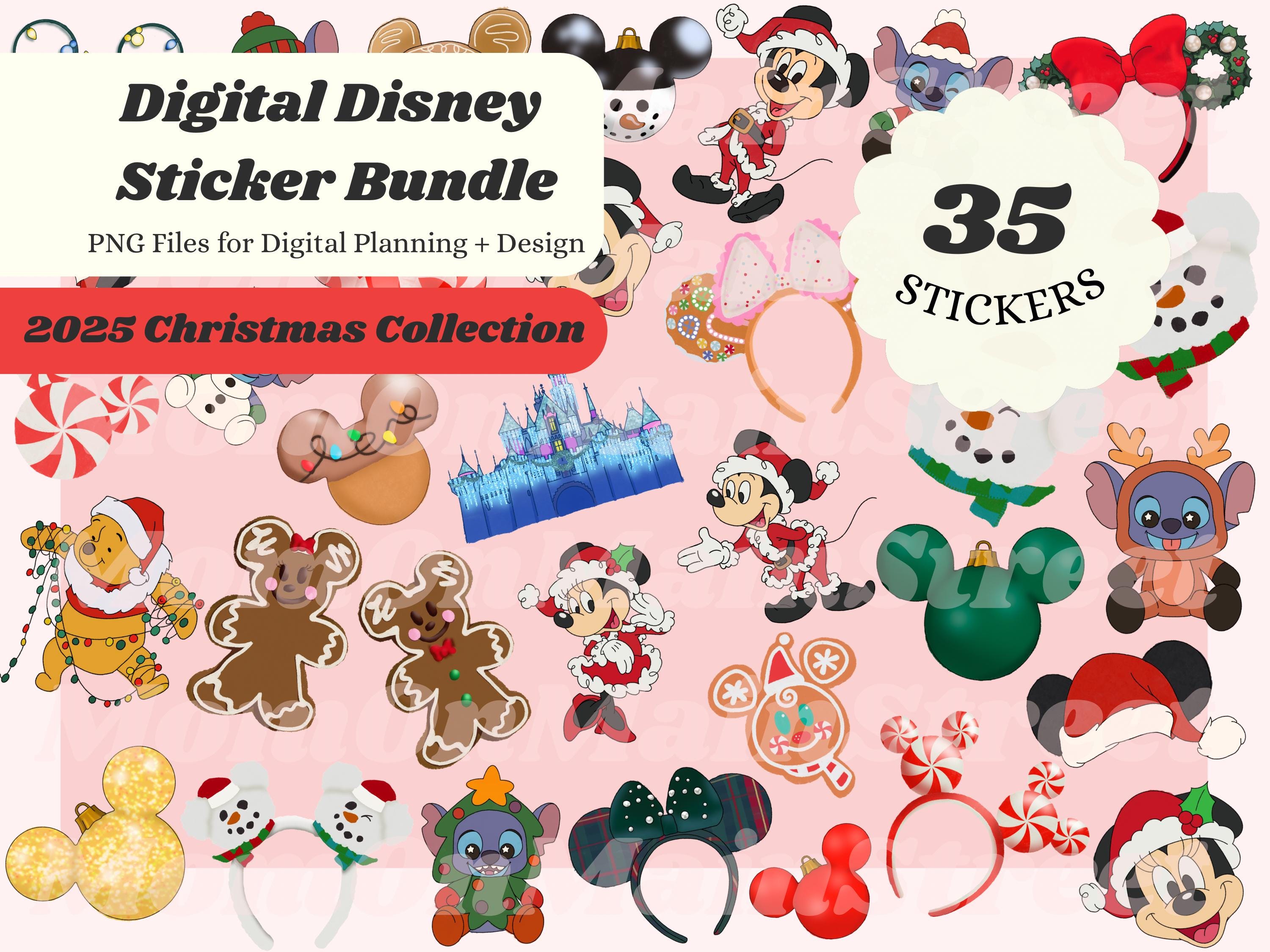 Disney Christmas Digital Stickers, PNG 2025 Christmas Files for Digital ...