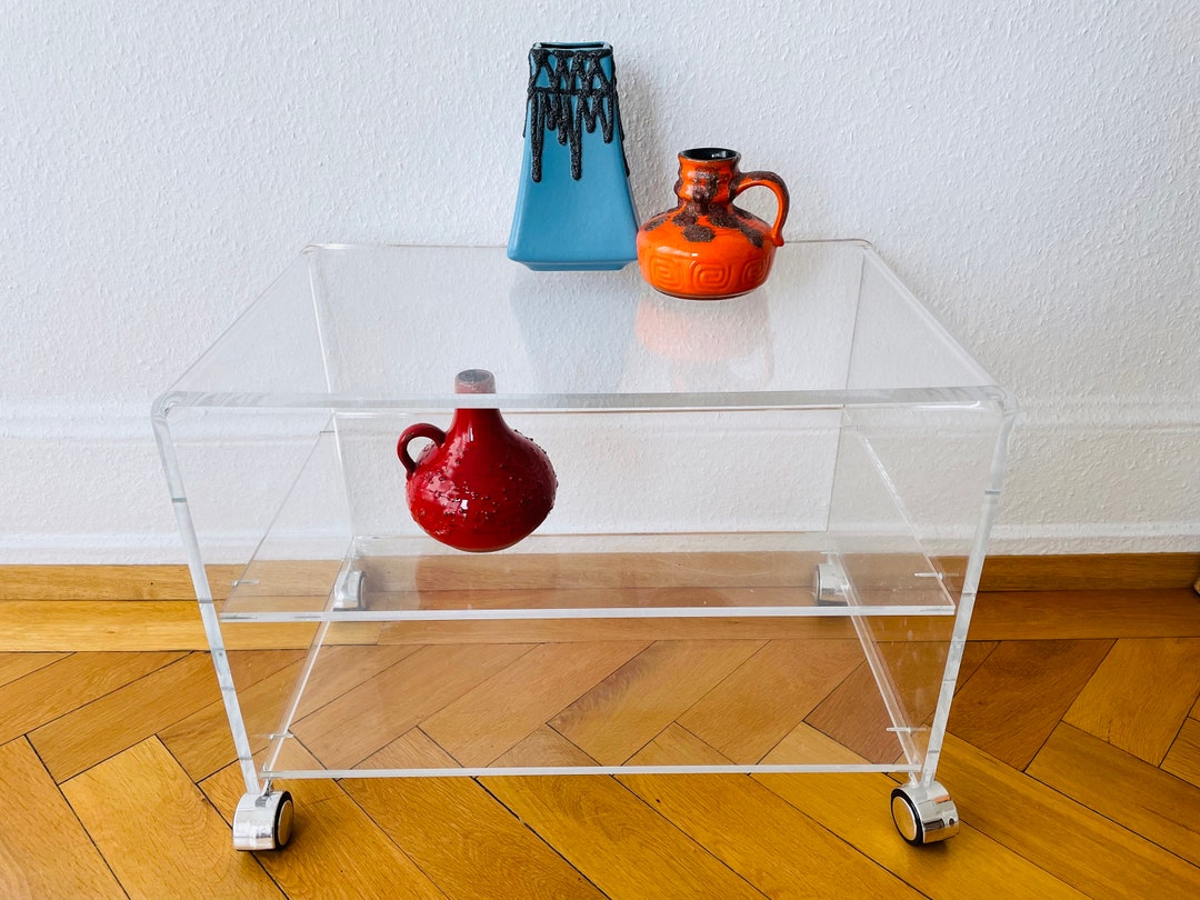 Vintage Mid-century Plexiglass Low Bedside/coffee Table on Casters ...
