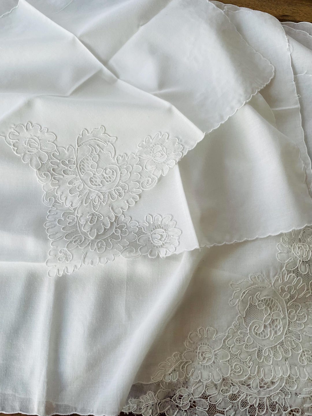 Vintage Laced Corners & Scalloped Edging Set of 7 Napkins 1950’s - Etsy