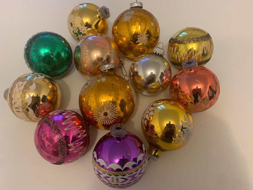 Vintage Mercury Glass Christmas Ornaments Etsy