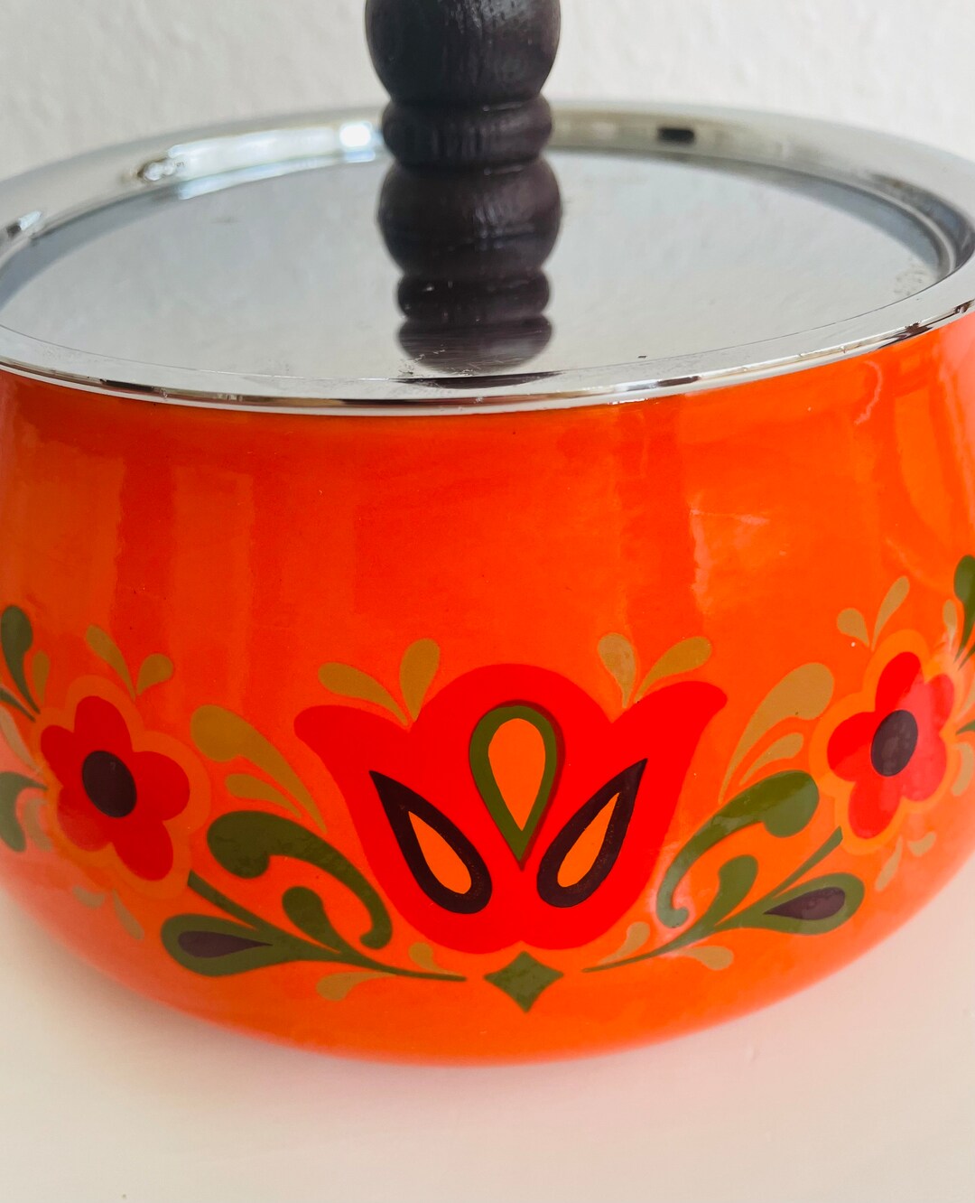 Vintage Orange Color Enamel Cooking Pot 1970’s - Etsy