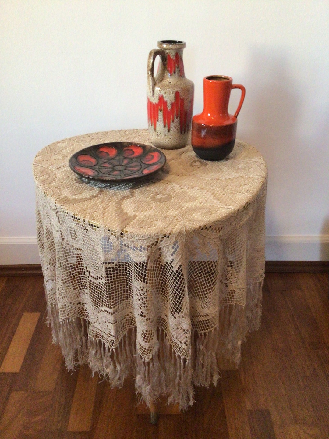 Antique Crotchet Tablecloth Made With Cream Colored Silk Cotton Threads ...