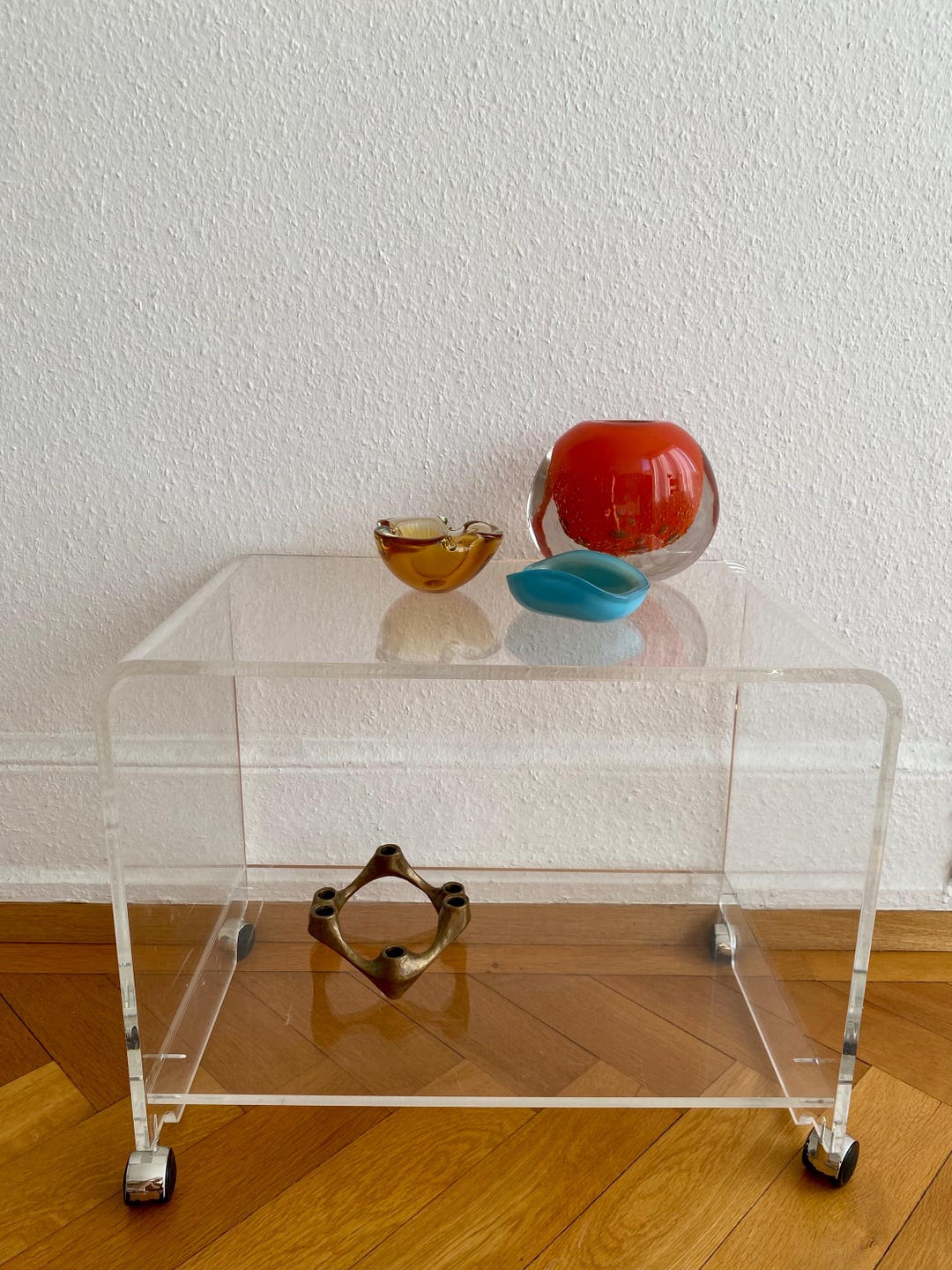 Vintage Mid-century Plexiglass Low Bedside/coffee Table on Casters ...