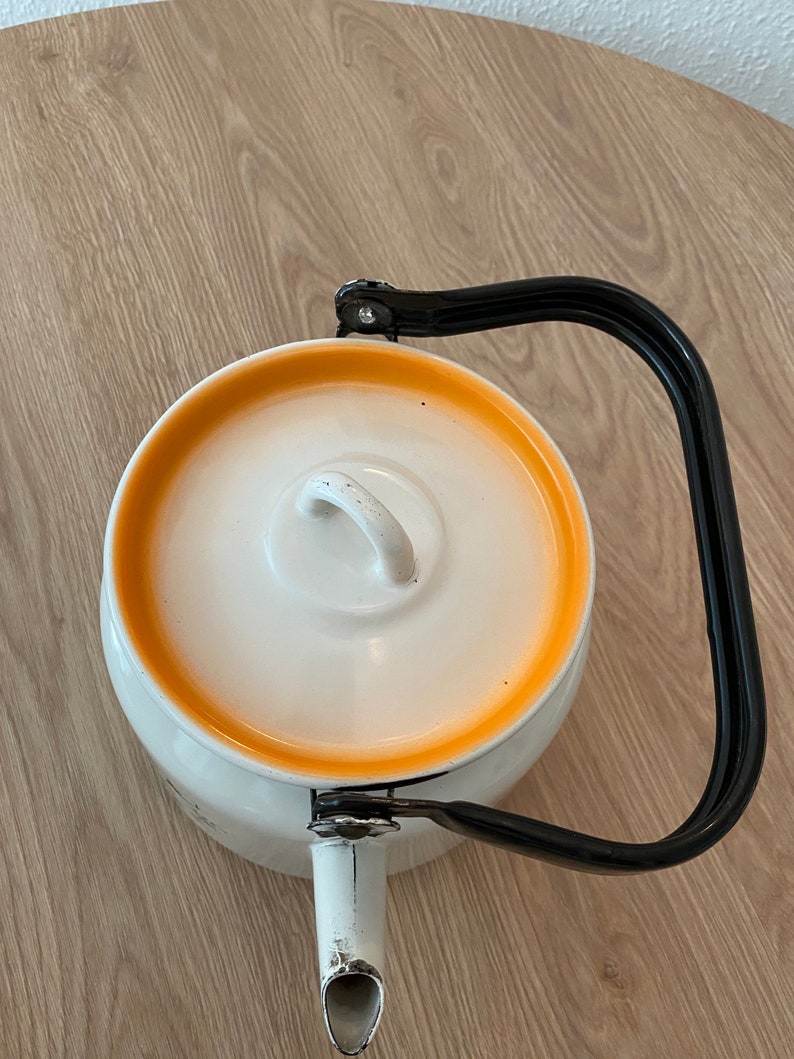 Vintage White Color Enamel Tea Kettle 1970s - Etsy