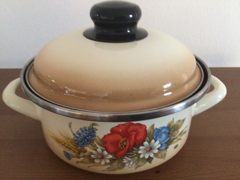 Vintage Enamel Cooking Pots Set 1970s - Etsy