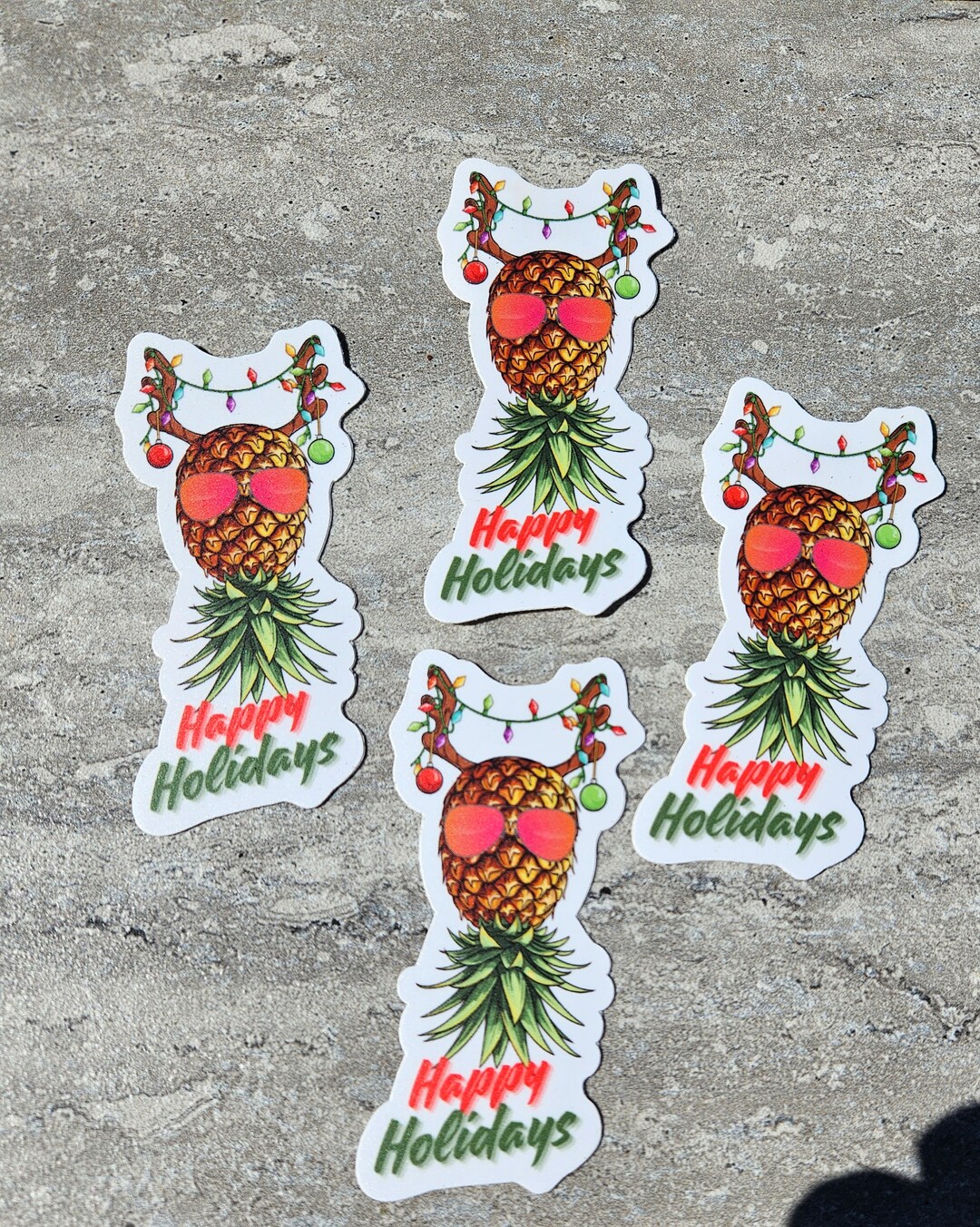 Fun Holiday Sticker With Upside-down Pineapple Reindeer Design ...