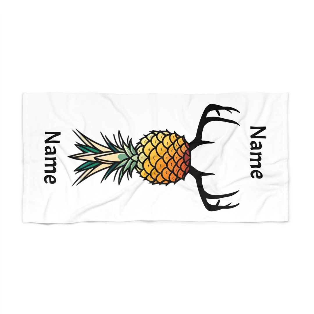 Custom Upside Down Pineapple With Antlers Beach Towel Swingers Lifestyle Gear Personalize Etsy