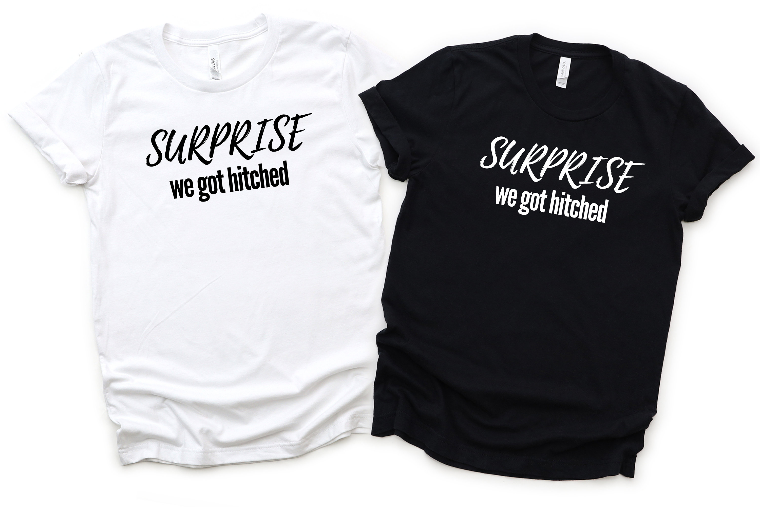 We Got Hitched, Surprise We Got Hitched T-shirt, We Eloped Shirt, Got ...