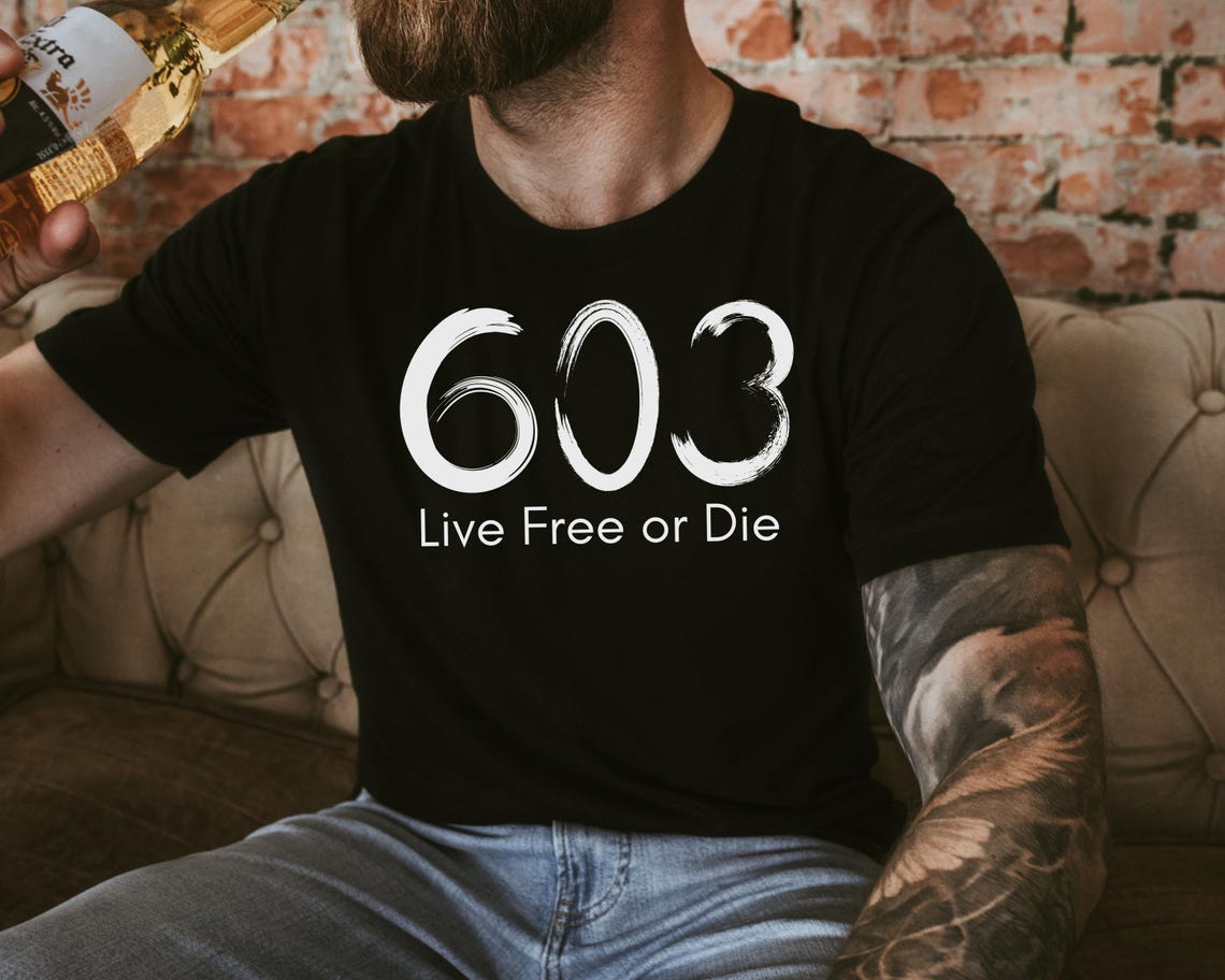 New Hampshire T-shirt, 603 Shirt, Live Free or Die, State Motto Tee, NH ...