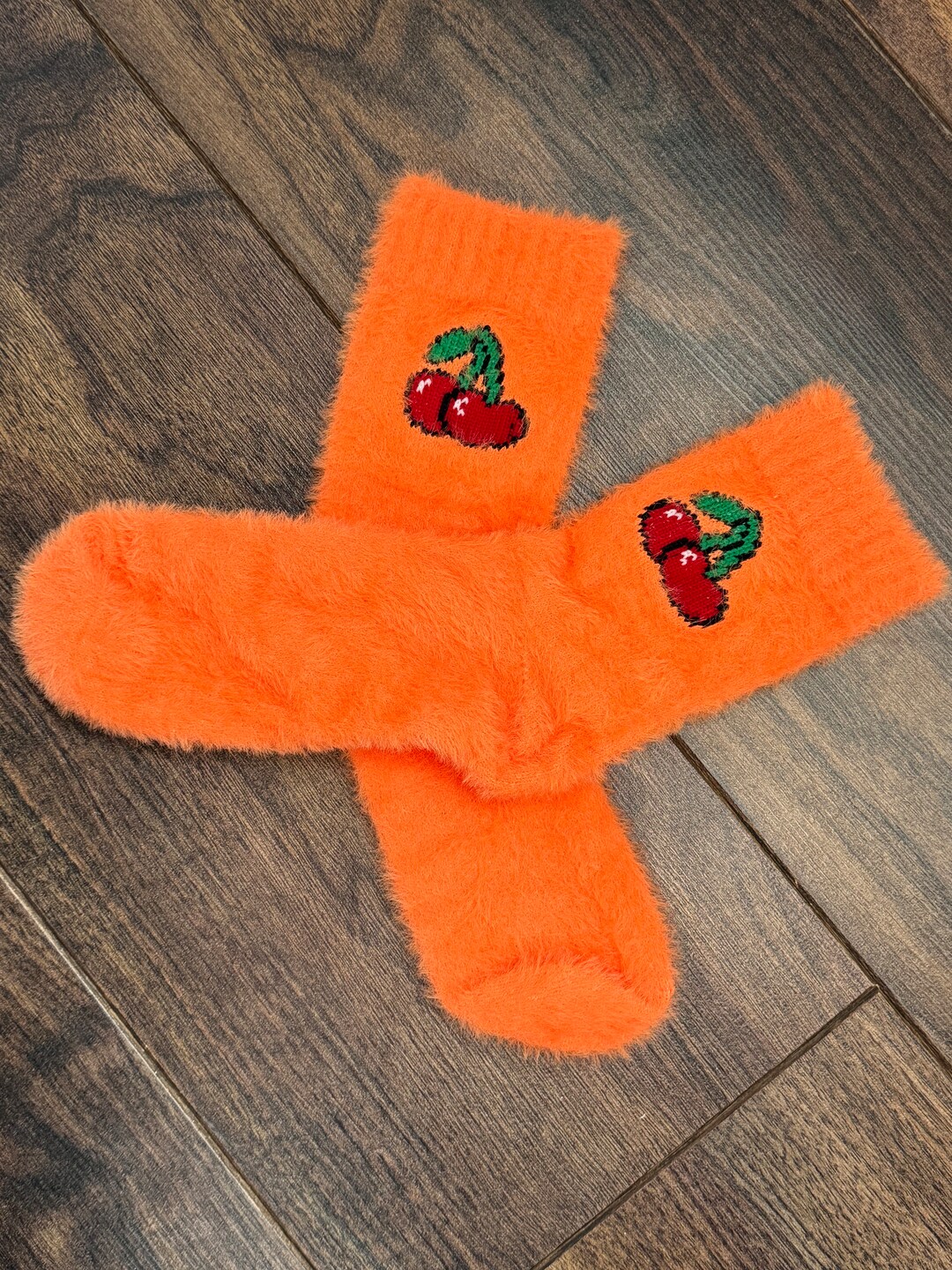 Warm Fluffy Cherry Socks - Etsy