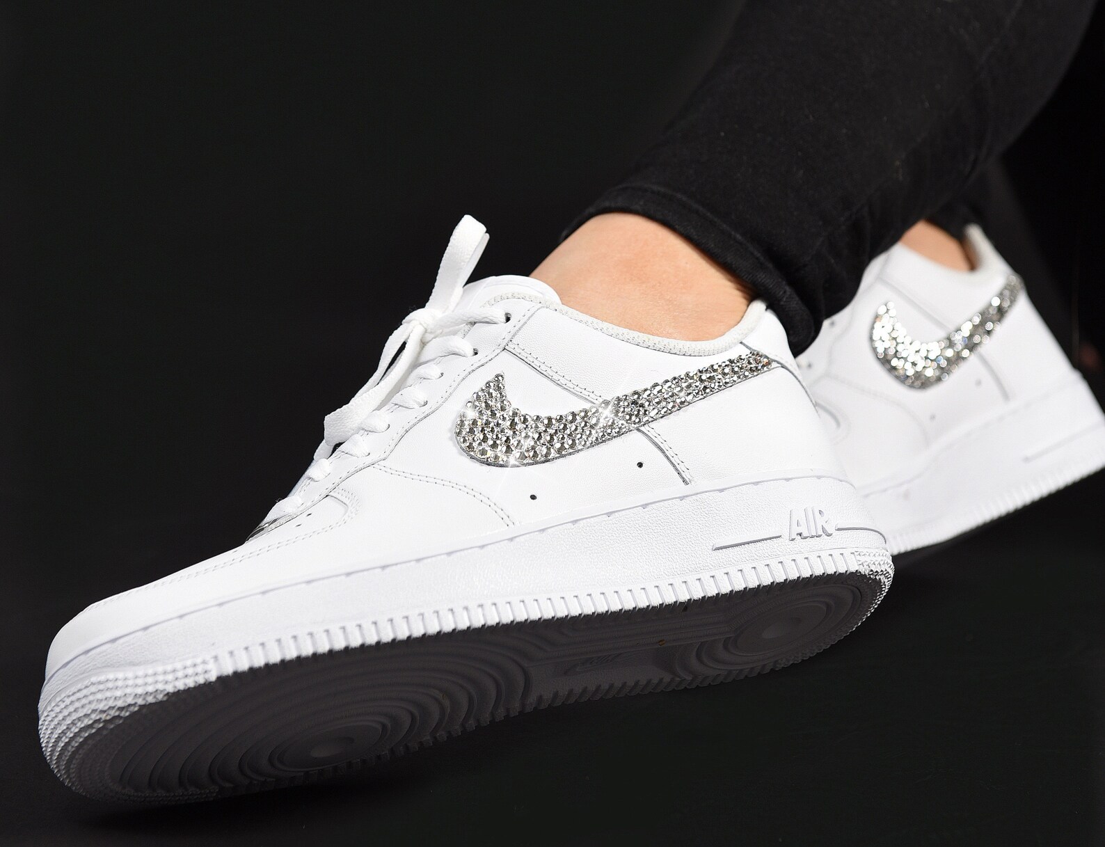 Bling Air Force Ones Custom AF1 With Rhinestone Swoosh - Etsy