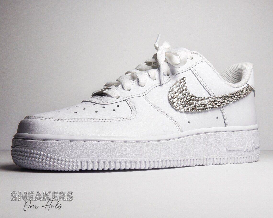 Nike Air Force 1 With Rhinestone Swoosh Logo Custom AF1 With - Etsy