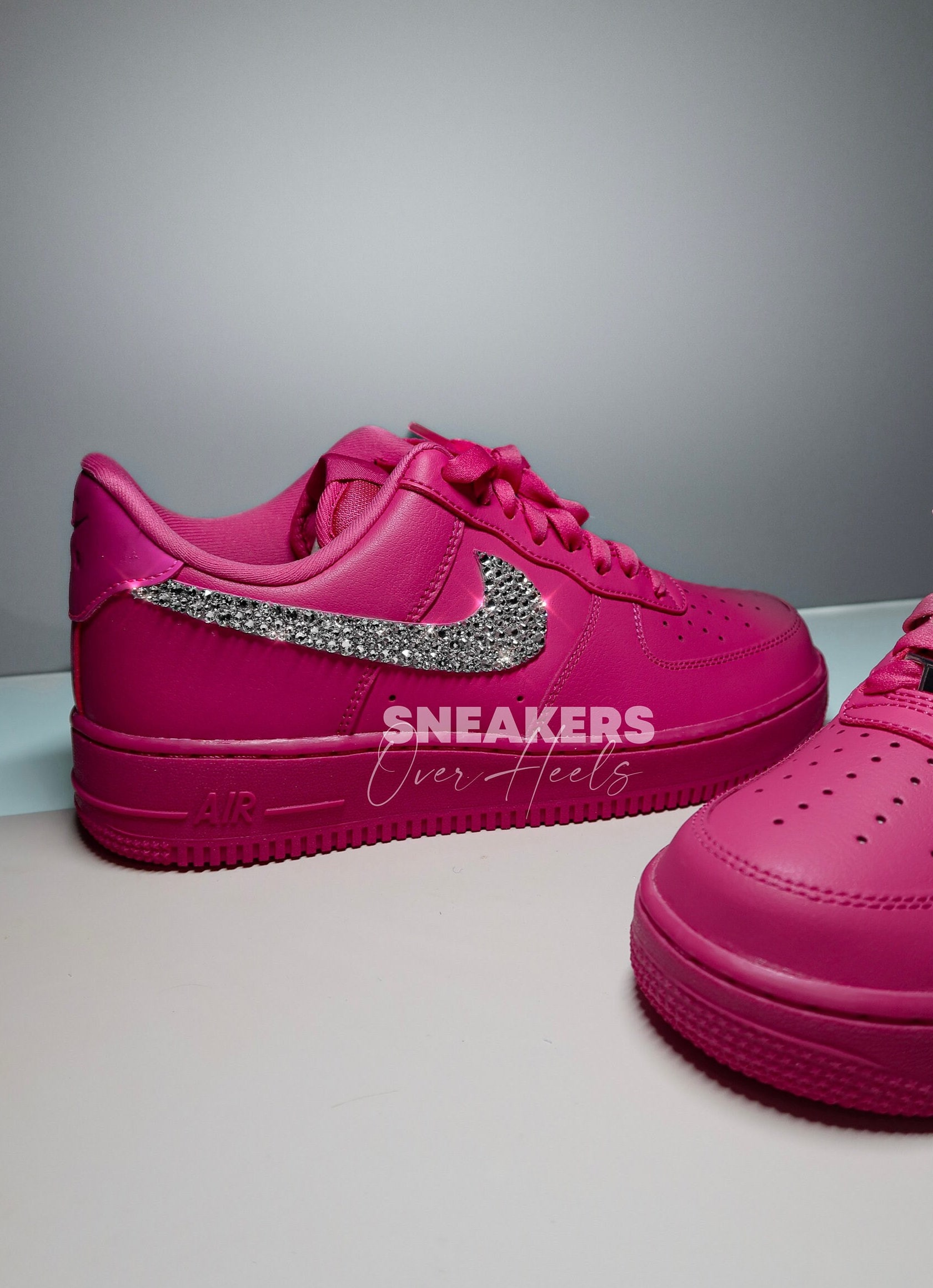 Bling HOT PINK Air Force 1 With Rhinestone Swoosh Logos | Gifts for Her ...