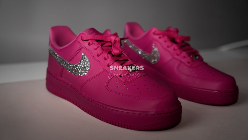 Bling HOT PINK Air Force 1 With Rhinestone Swoosh Logos | Gifts for Her ...
