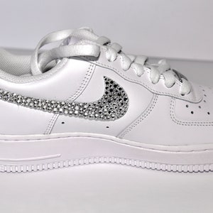 Nike Air Force 1 With Rhinestone Swoosh Logo | Custom AF1 With ...