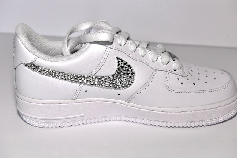 Nike Air Force 1 With Rhinestone Swoosh Logo Custom AF1 With Swarovski ...