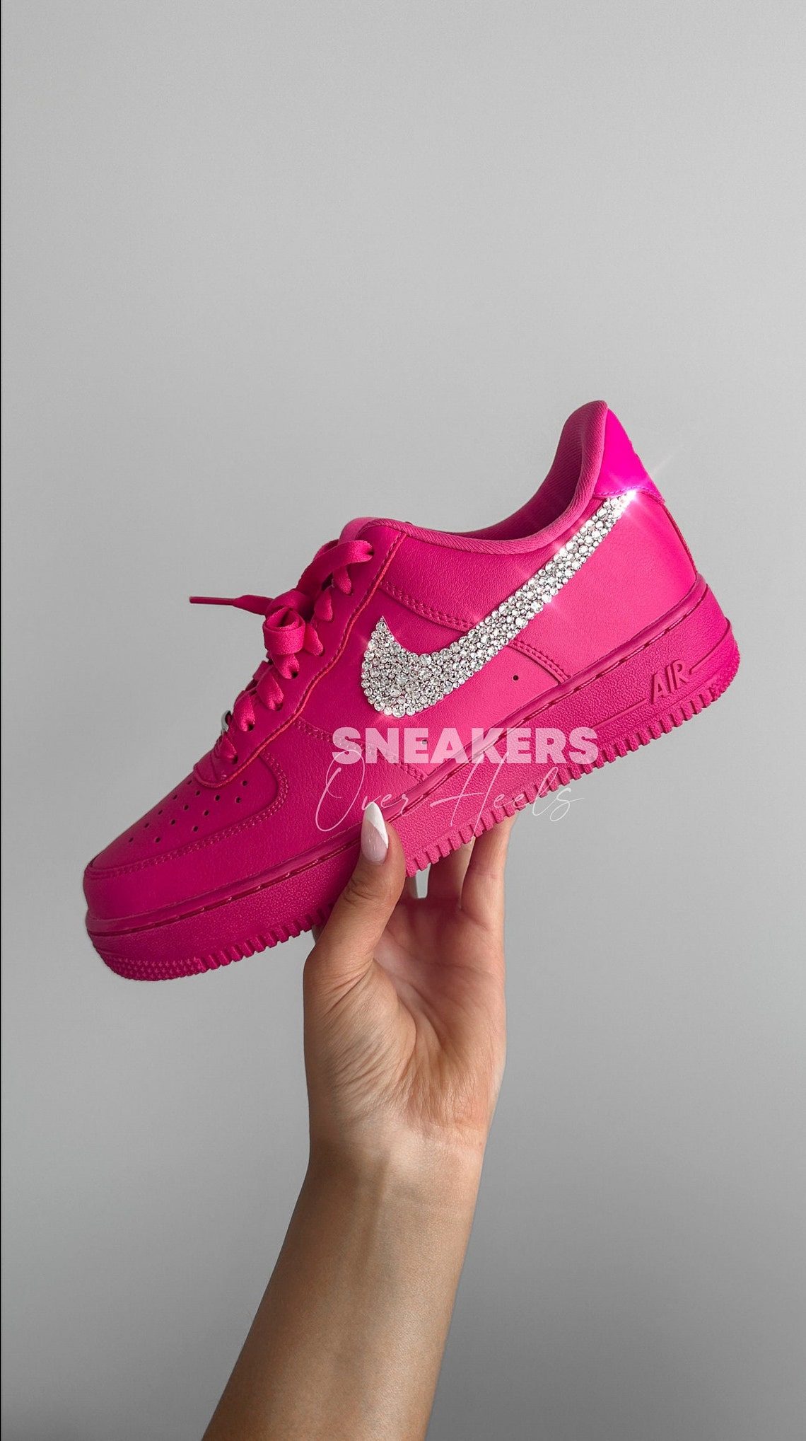 Bling HOT PINK Air Force 1 With Rhinestone Swoosh Logos Gifts for Her ...