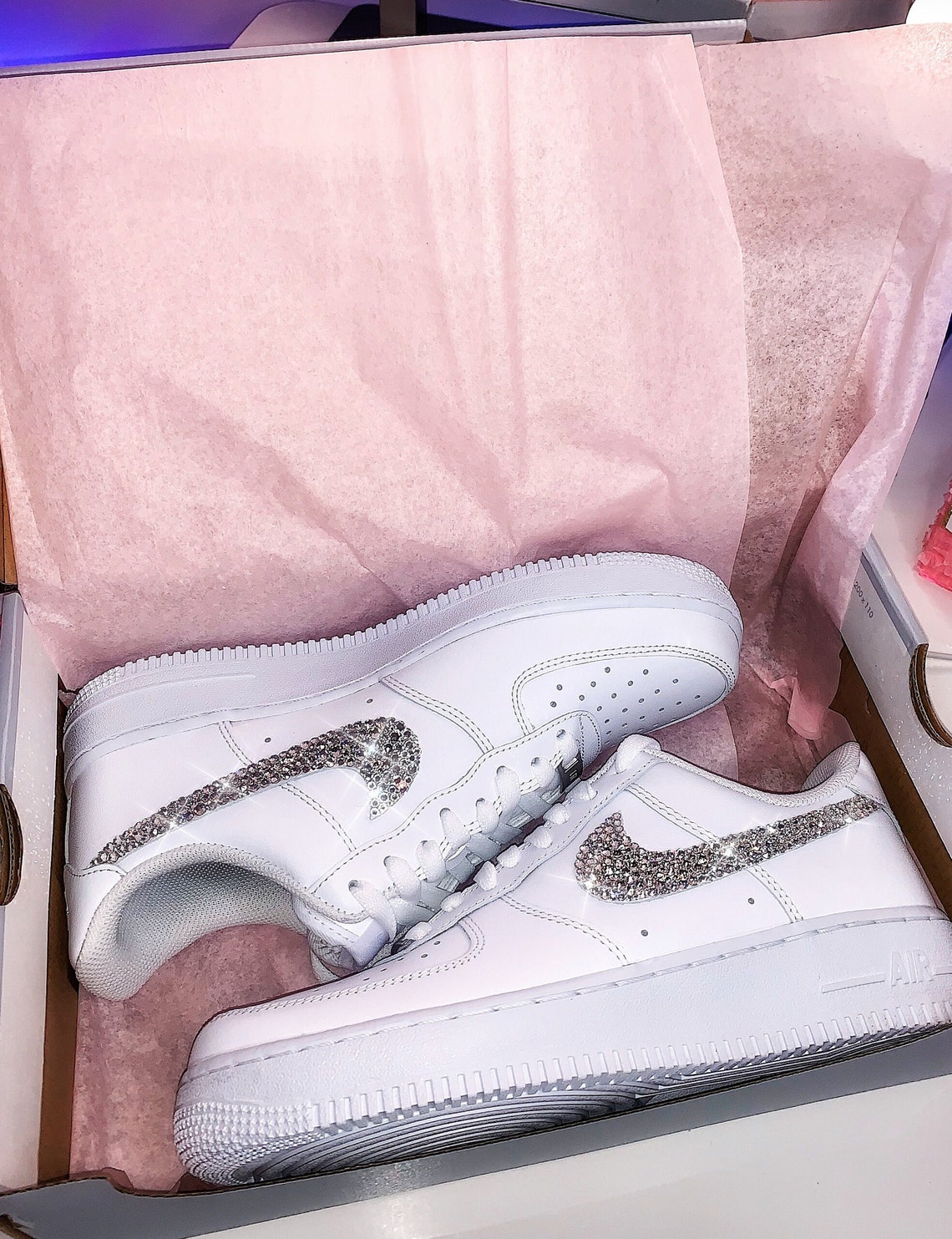 Bling Air Force Ones Custom AF1 With Rhinestone Swoosh - Etsy