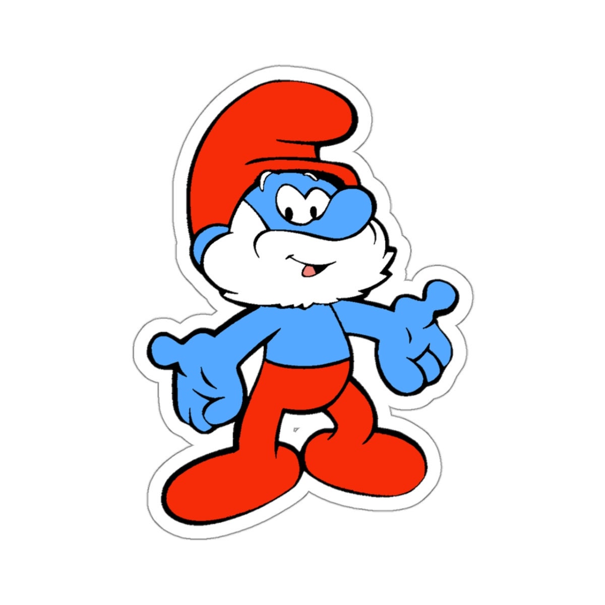 Blue Smurfs Sticker, Papa Smurf Sticker, Cute Red Hat Sticker, Cartoon ...