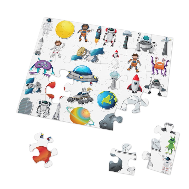 Space Themed Children's Puzzle, Astronaut and Alien Puzzle, Spaceship ...