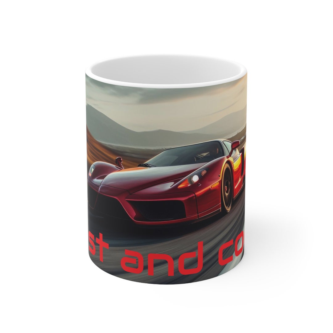Red Sports Car Coffee Cup, Race Car Patterned Tea Cup,cool Red Rally ...