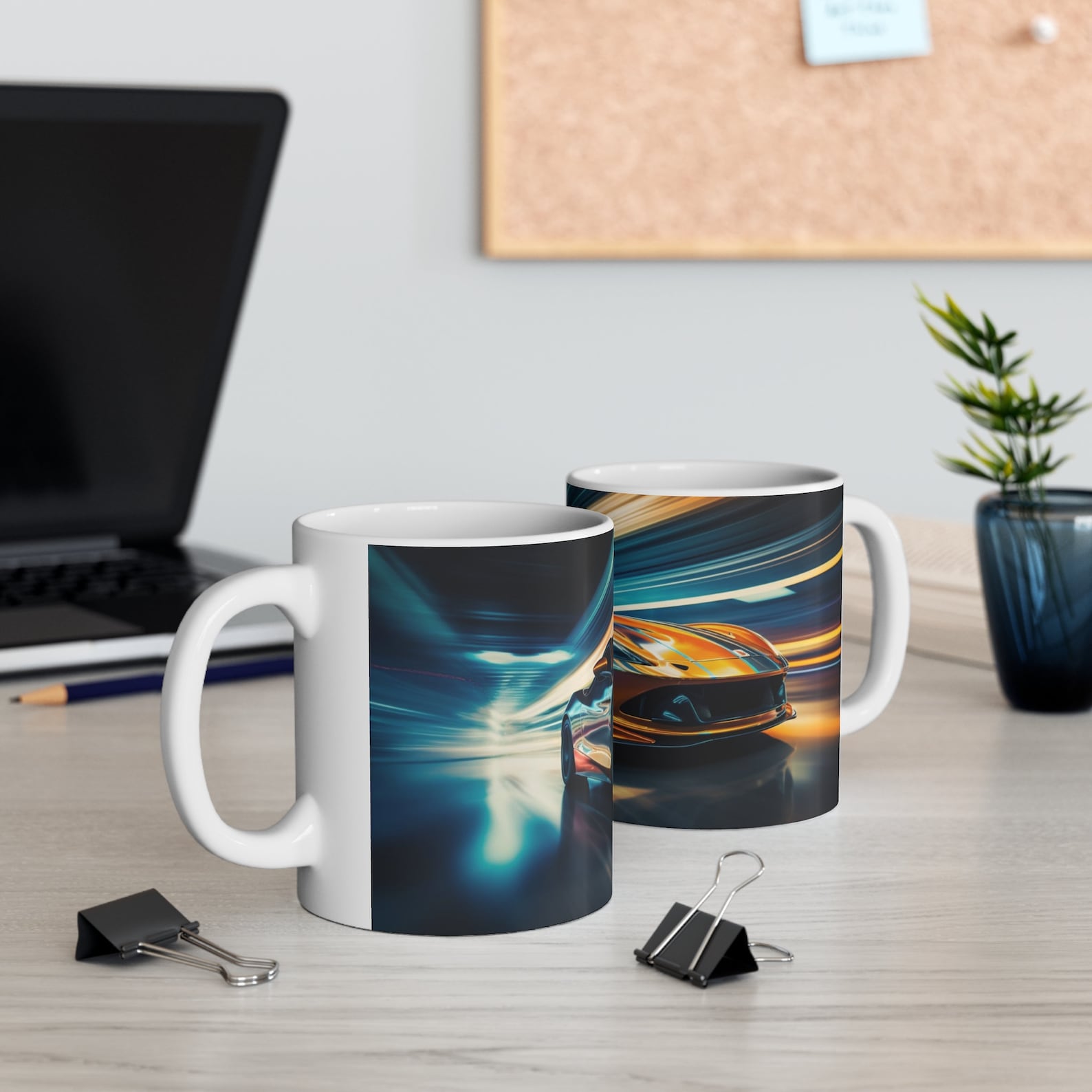 Sports Car Themed Coffee Cup, Race Car Patterned Tea Cup, Light-speed ...