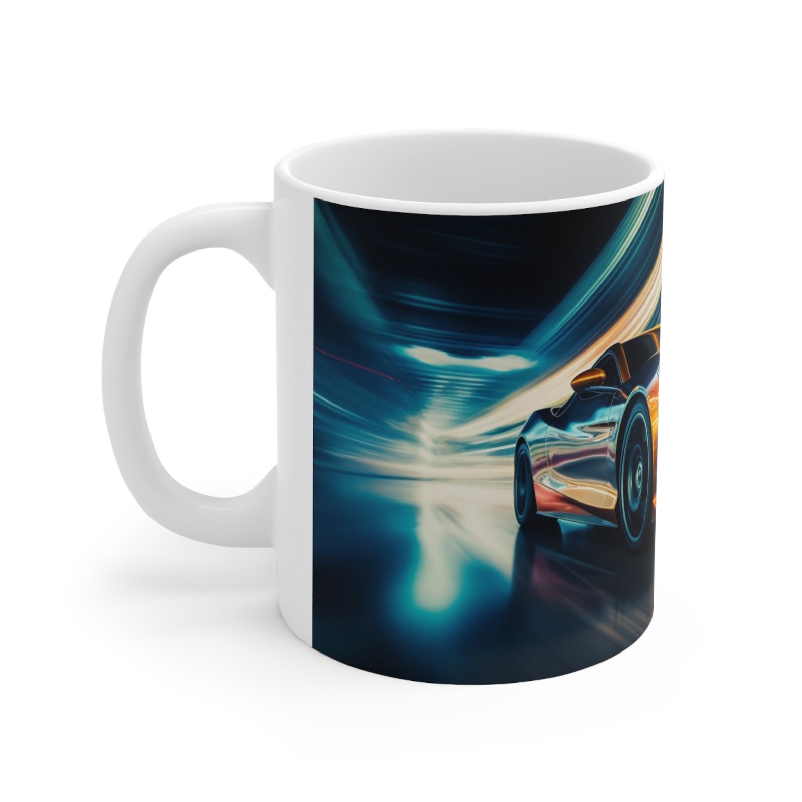 Sports Car Themed Coffee Cup, Race Car Patterned Tea Cup, Light-speed ...