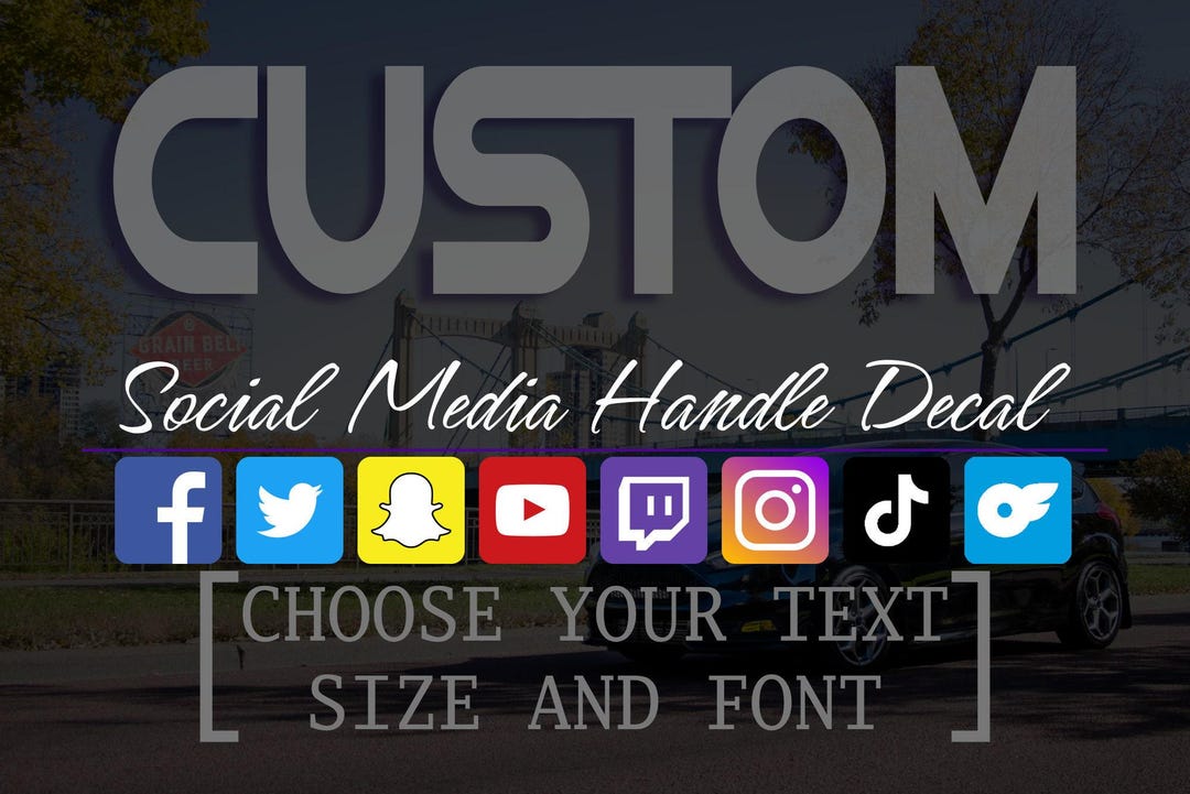 Custom Personalized Social Media Handle Vinyl Decal for Vehicle Paint ...