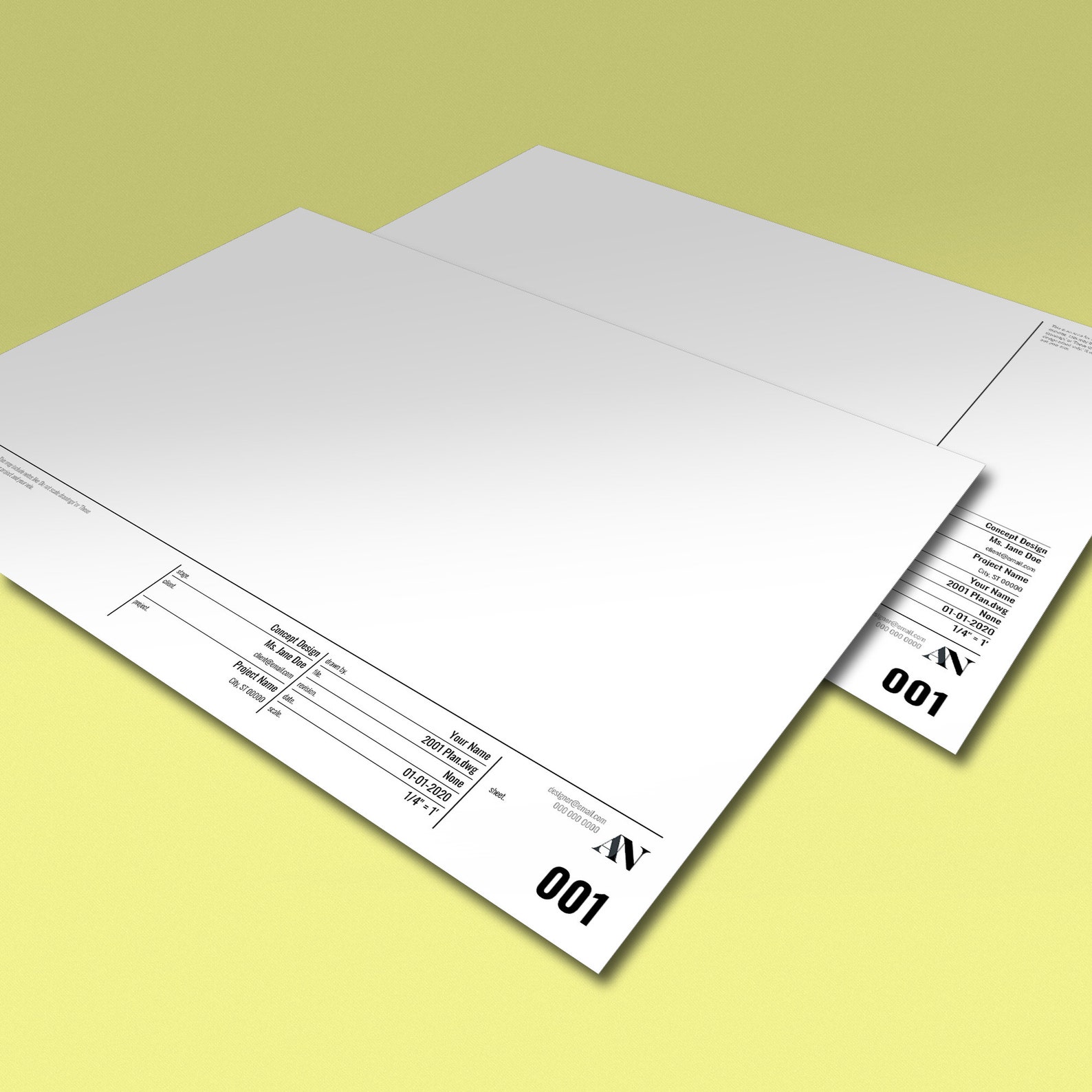 Contemporary Interior Design Title Block Templates - A2 / A3 / A4 + 8 ...