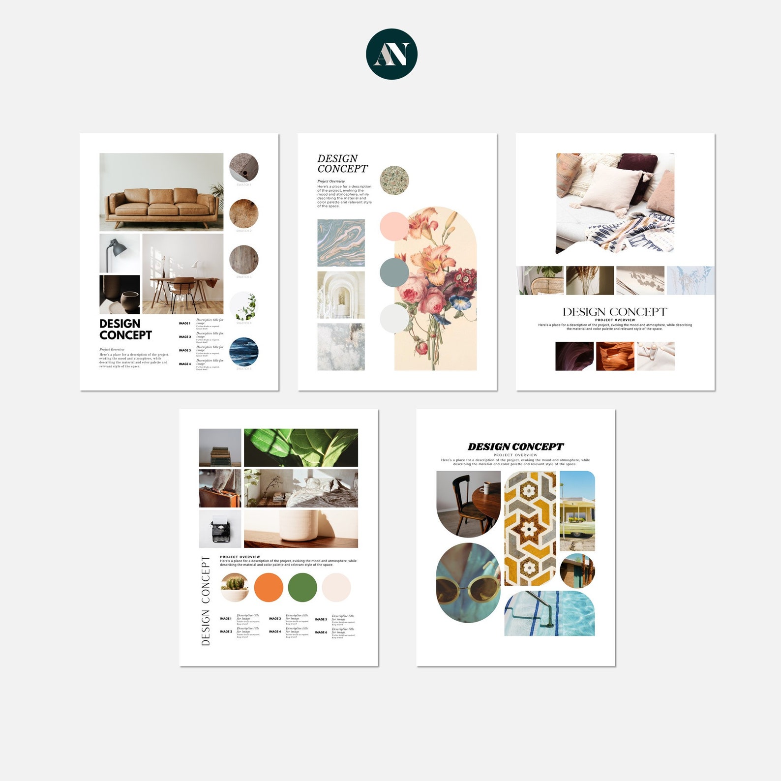 Interior Design Concept Board Templates - Canva Template - Etsy