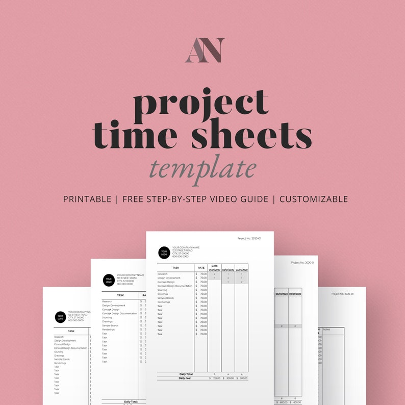 Project Time Sheets Template for Interior Designers - Etsy UK