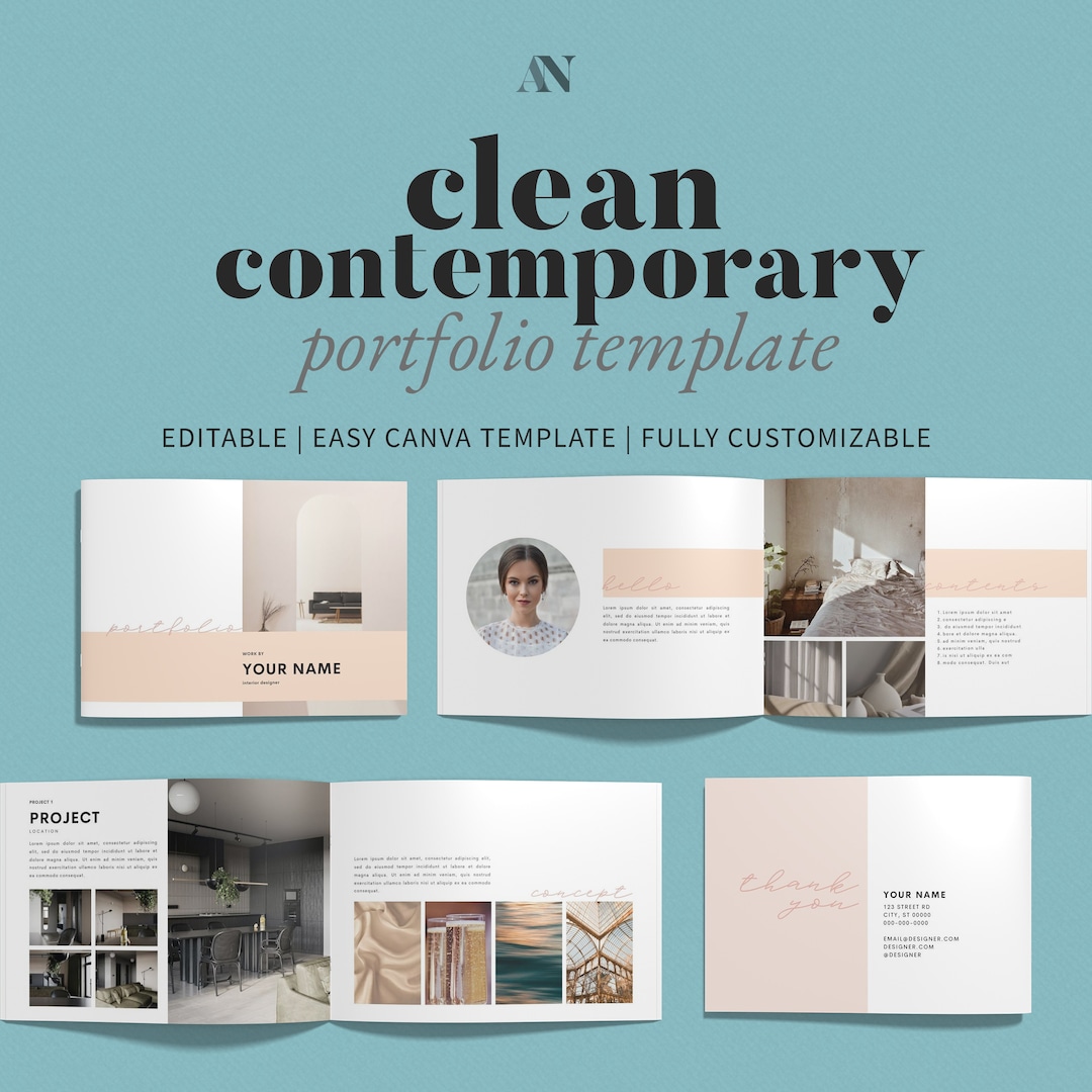 Clean Contemporary Interior Design Portfolio Template - Canva Template ...