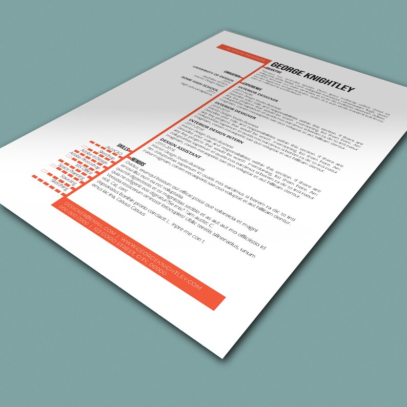 George Knightley Cv/resume Letterhead Templates - Etsy
