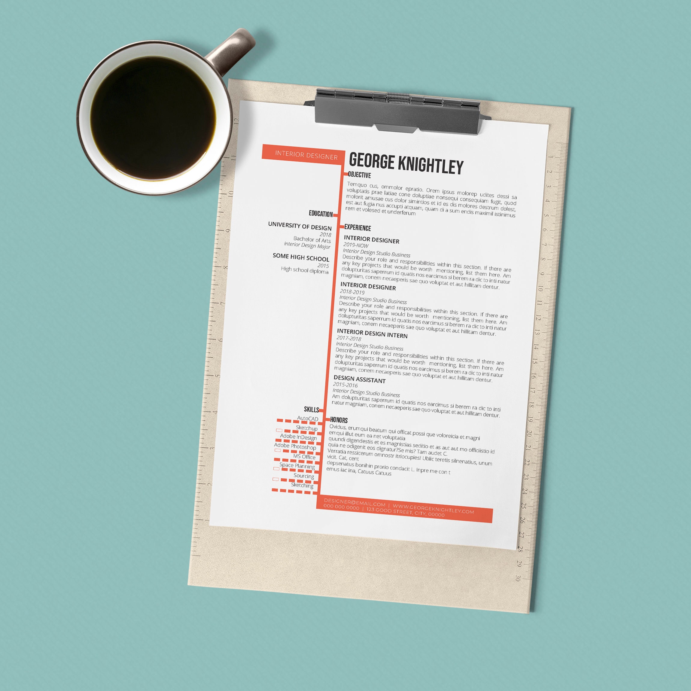 George Knightley Cv/resume Letterhead Templates indesign ONLY A4 and US ...