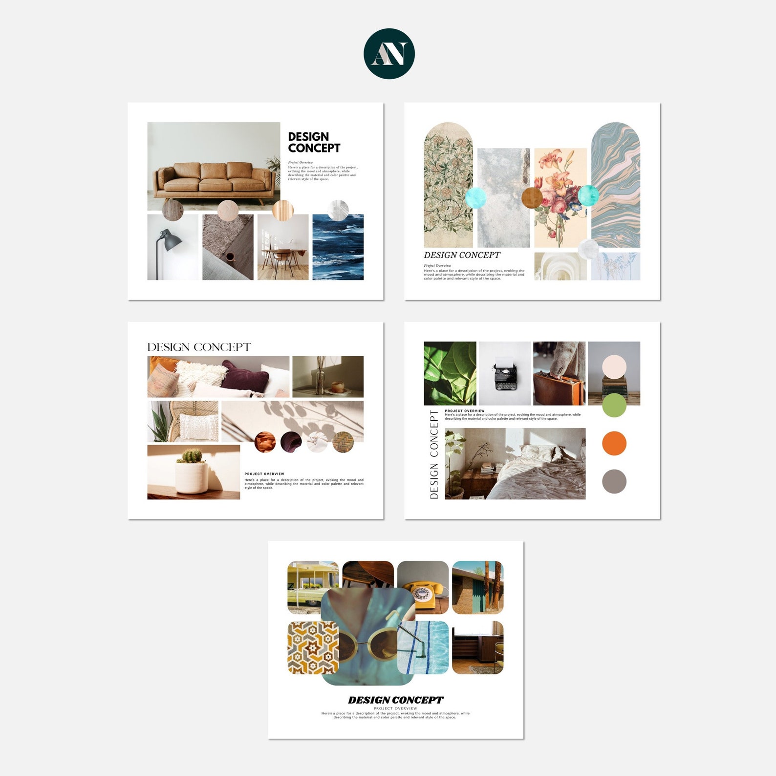 Interior Design Concept Board Templates - Canva Template - Etsy