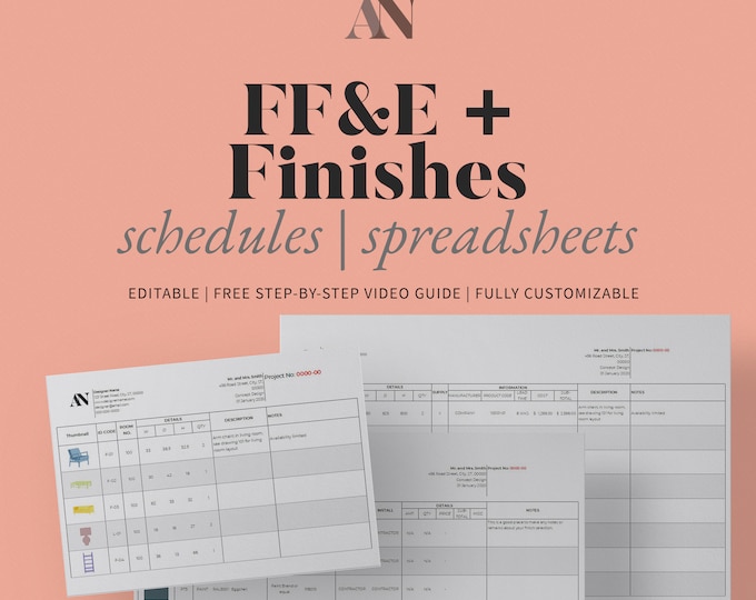 FF&E and Finishes Schedules | Spreadsheets Template - Etsy