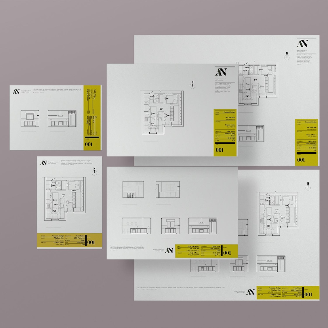 Timeless Interior Design Title Block Templates - A2 / A3 / A4 + 8.5x11 ...