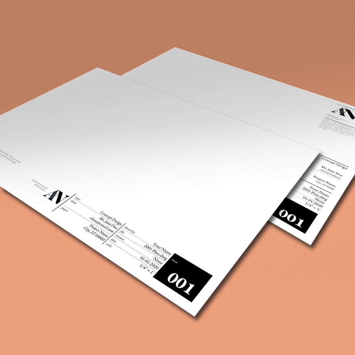 Traditional Interior Design Title Block Templates - A2 / A3 / A4 + 8 ...