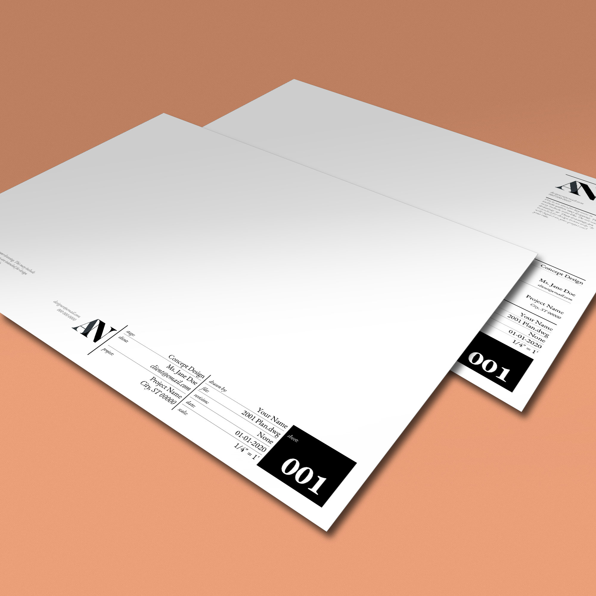 Traditional Interior Design Title Block Templates - A2 / A3 / A4 + 8 ...