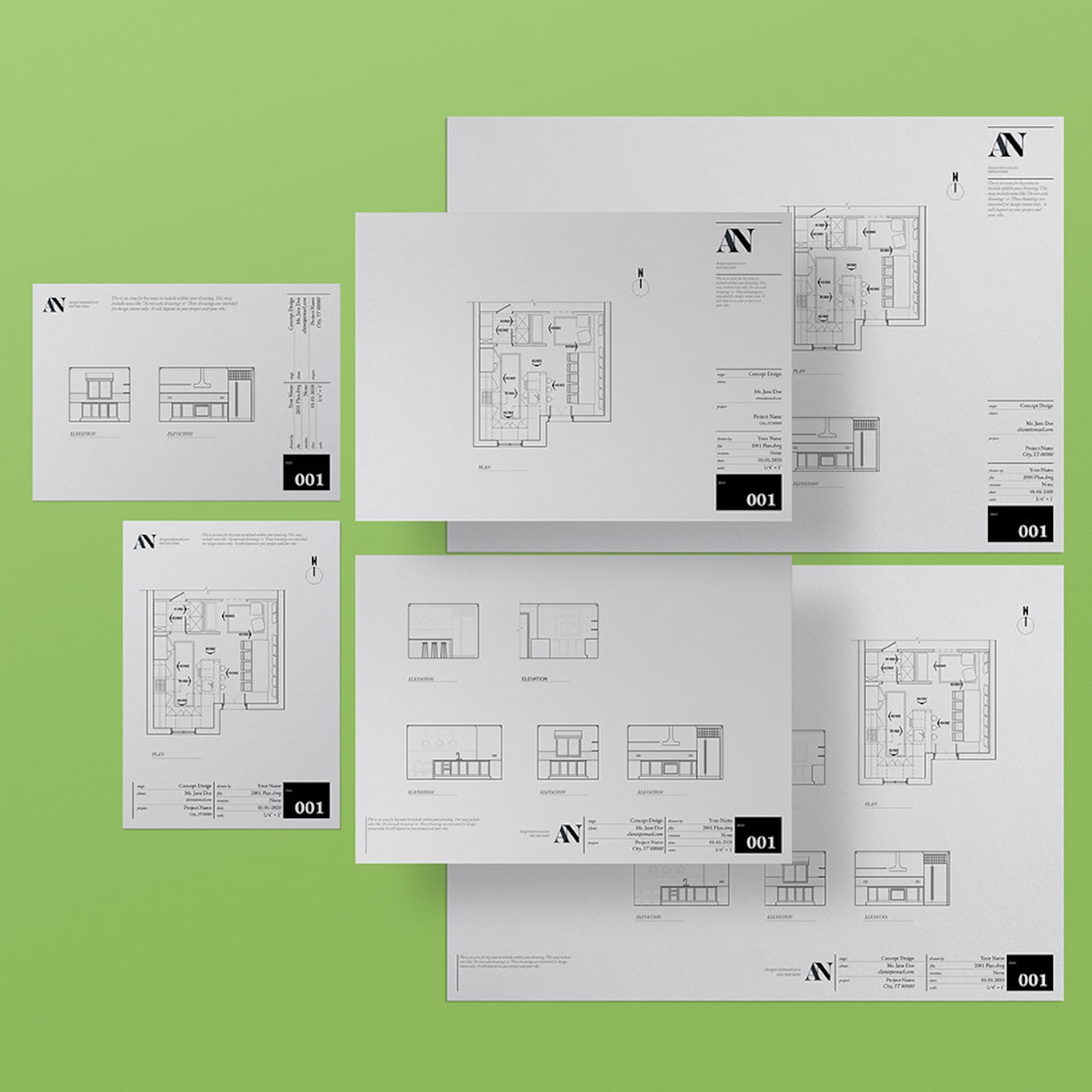 Traditional Interior Design Title Block Templates - A2 / A3 / A4 + 8 ...