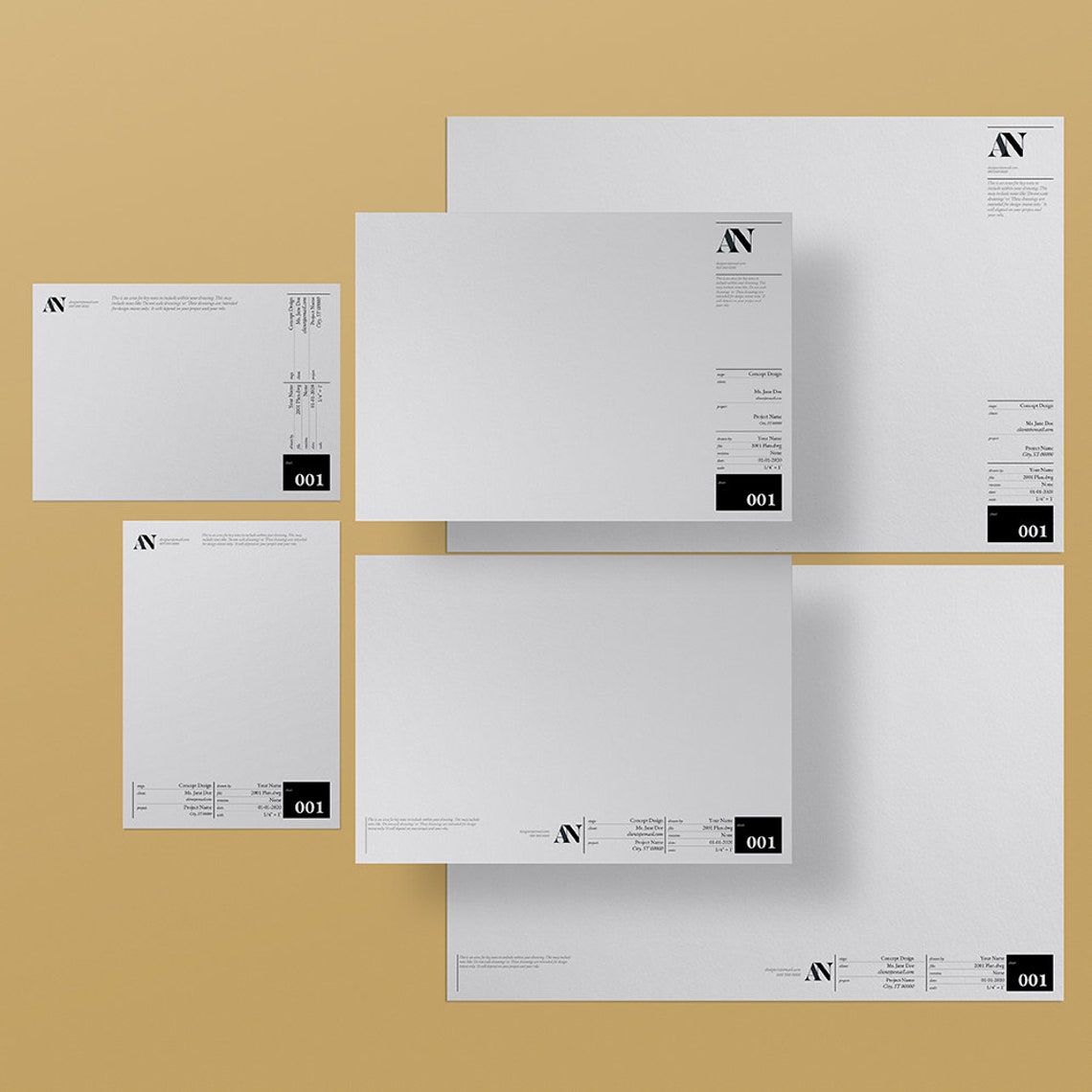 Traditional Interior Design Title Block Templates - A2 / A3 / A4 + 8 ...