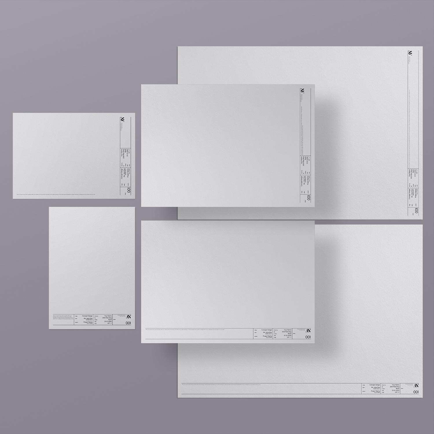 Minimal Interior Design Title Block Templates - A2 / A3 / A4 + 8.5x11 ...