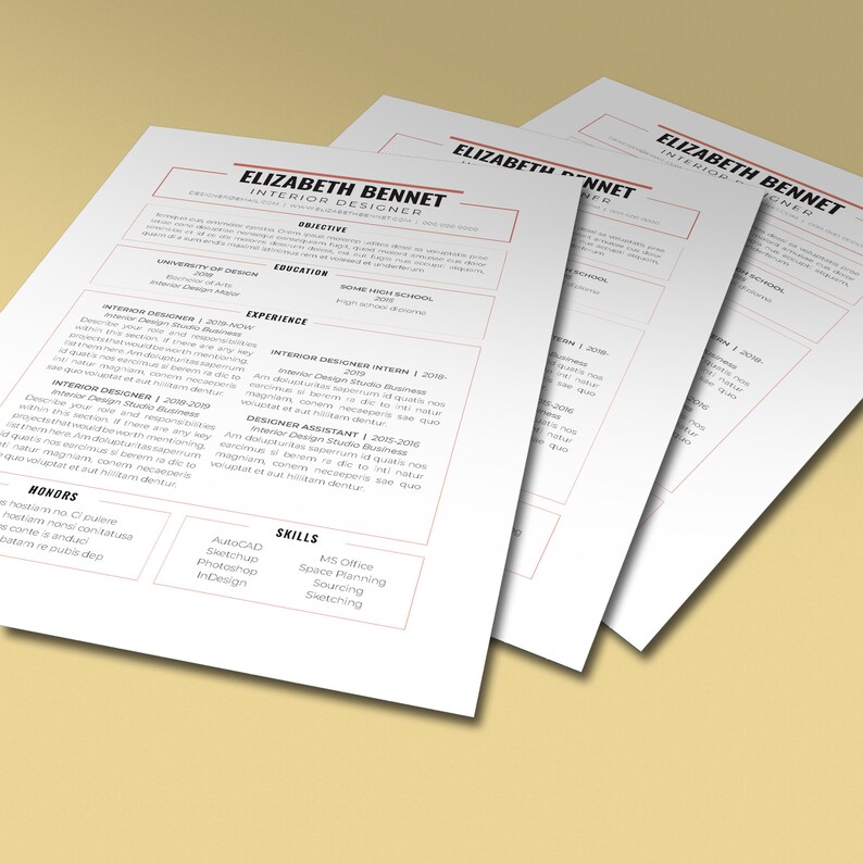 Elizabeth Bennet Cv/resume Letterhead Templates indesign ONLY A4 and US ...