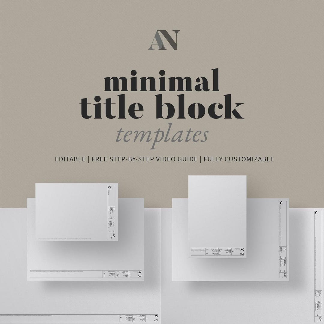 Minimal Interior Design Title Block Templates - A2 / A3 / A4 + 8.5x11 ...