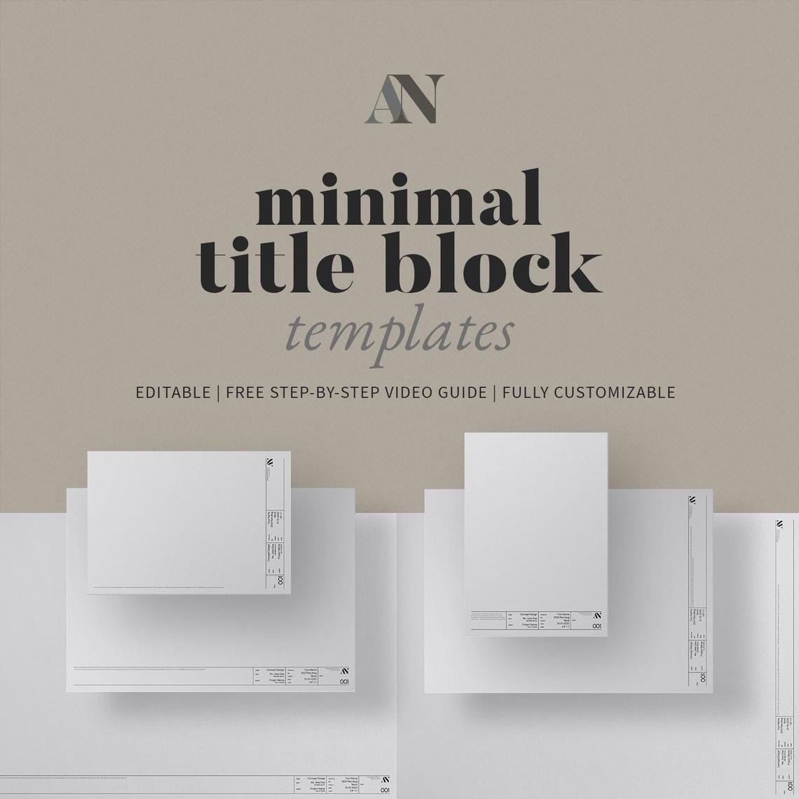 Minimal Interior Design Title Block Templates - A2 / A3 / A4 + 8.5x11 ...