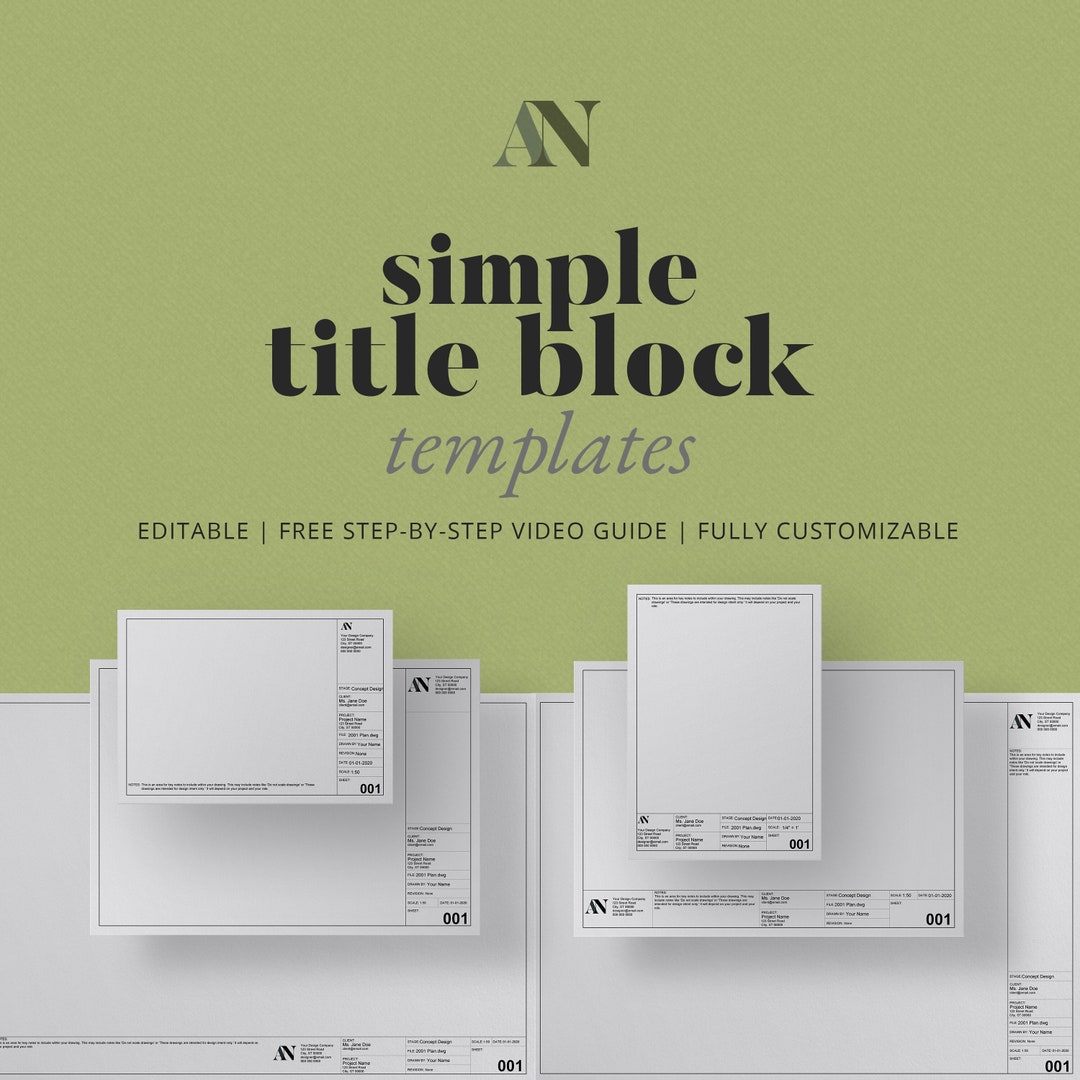 Simple Interior Design Title Block Templates - A2 / A3 / A4 + 8.5x11 ...
