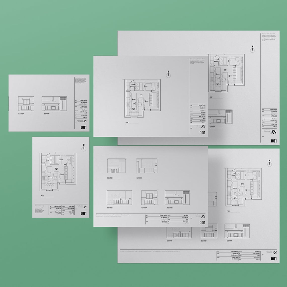 Contemporary Interior Design Title Block Templates - A2 / A3 / A4 + 8 ...