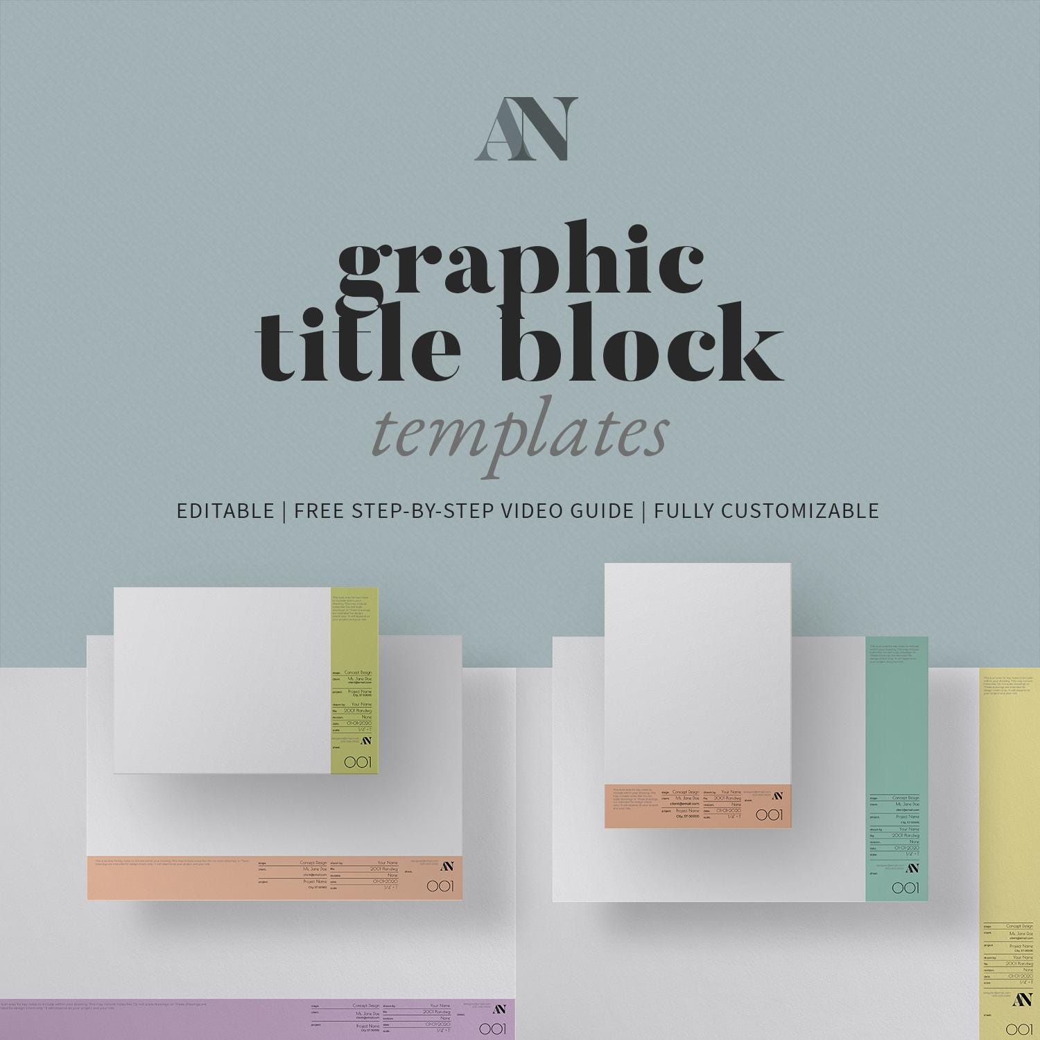 Graphic Interior Design Title Block Templates - A2 / A3 / A4 + 8.5x11 ...